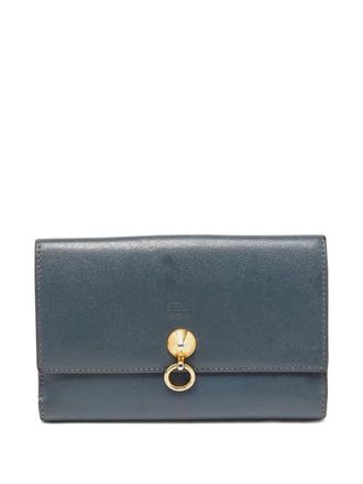 Fendi petit portefeuille en cuir &agrave; logo - Gris