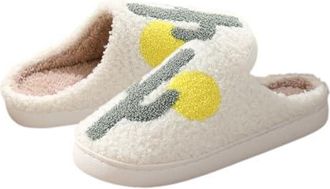 FOMIYES Pantoufles Femmes Épaisses à Semelle Confortable Chaudes et Peluche Design Cactus pour Intérieur Couple Hiver