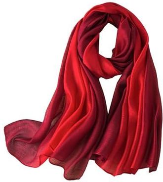 Generic Générique Femme Foulard en Soie Dégradé de Couleur Unie, Rouge-5, 190*80 cm, (190*80 cm)