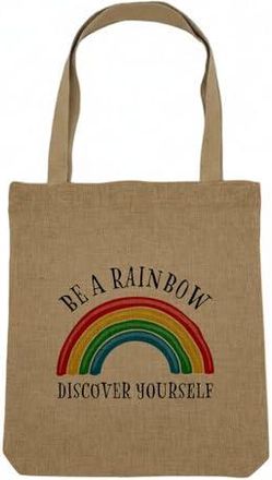 Fabulous Sac Shopping Tote Bag Aspect Lin - Be a Rainbow Discover Yourself LGBTQ+ Gay Lesbien - Sac de Courses Toile Epaisse 360g Beige Naturel Cabas Port&eacute; Epa