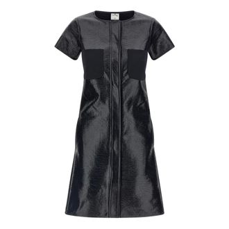 Courr&egrave;ges Robe Courte Vinyle 2 Poches - Femme - Robes - Noir - Taille: 36 FR