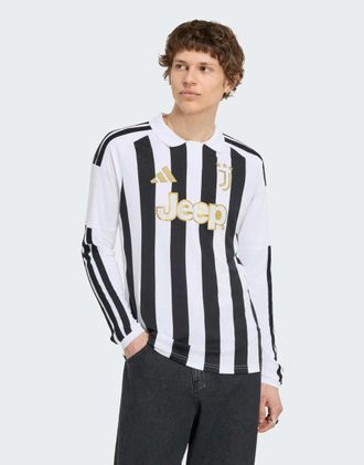 adidas Juventus 26/27 maillot domicile manches longues en blanc / noir