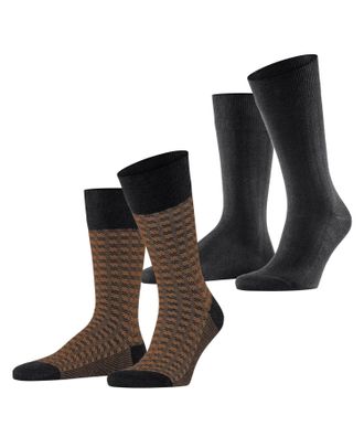 Esprit Herren Socken Houndstooth Multipack M So Baumwolle gemustert 2 Paar, Grau Anthracite Melange 3081, 43-46