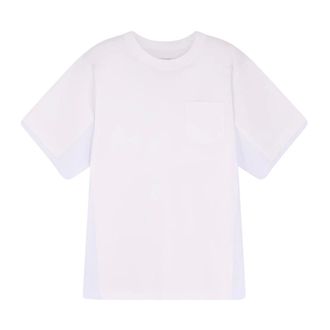 sacai Homme, Tops, Blanc, Taille: S T-shirt oversize &agrave; col rond et coutures apparentes