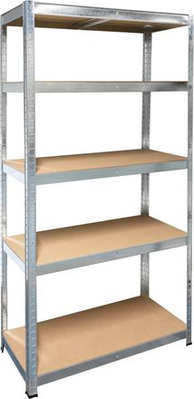 Schulte Regalwelt Schulte Schwerlastregal mit 5 MDF Böden, 180x90x40 cm (HxBxT), Traglast pro Ebene 175 Kg, verzinkt, Lagerregal, Kellerregal, Werkstattregal, Steckrega