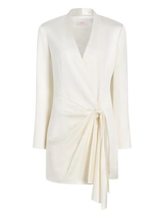 Cinq &agrave; Sept robe courte Irma &agrave; d&eacute;tail nou&eacute; - Blanc