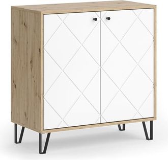 Vicco Kommode Nizza, Artisan/Weiß, 80.2 x 82.6 cm mit 2 Türen