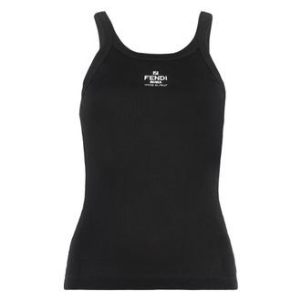 Fendi Geripptes Tanktop aus Baumwolljersey - - Tops - Damen - Schwarzk - M