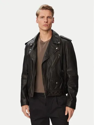 HUGO BOSS Lederjacke 50564071 Schwarz Regular Fit