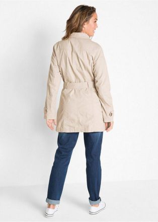 Bonprix Trenchcoat aus Baumwolle, mit langem Arm, figurbetonte Passform, mit G&uuml;rtel