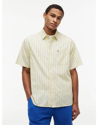 Tommy Jeans Chemise d&eacute;contract&eacute;e &agrave; manches courtes et rayures - Jaune multicolore