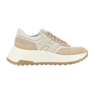 Hogan Femme, Chaussures, Beige, Taille: 35 1/2 EU Baskets en Daim Polyester Composition