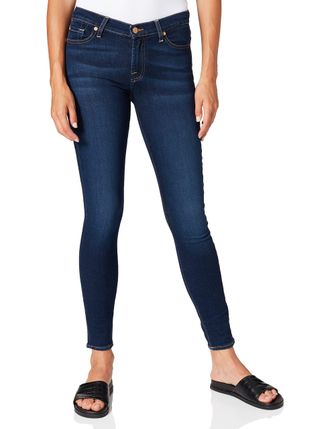 7 For All Mankind Damen The Skinny Rinsed Blue Jeans, Dark Blue, 24W 30L EU