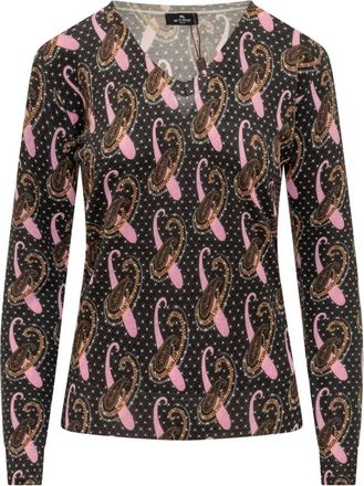 Etro Femme, Pulls, Noir, Taille: 42 FR Pull Col V