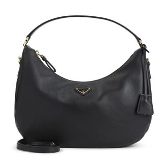 Prada Hobo Bags - Crescent-Shaped Black Calf Leather Handbag With Go - Gr. unisize - in Schwarz - f&uuml;r Damen