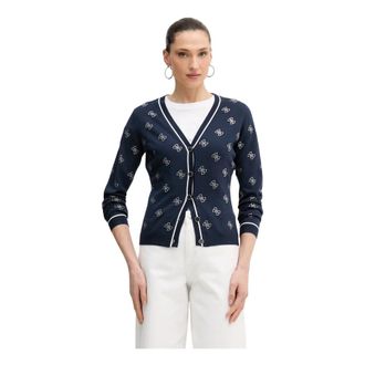 Guess 4G Logo Strass-Strickjacke - - Knitwear - Damen - Blau - XS