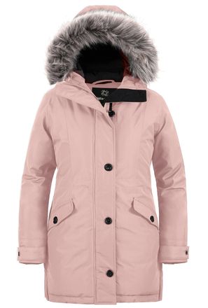 Wantdo Damen Winterjacke &Uuml;bergr&ouml;&szlig;e Warme Parka Outdoor Winddicht Damenmantel mit Abnehmbarer Fellkapuze f&uuml;r Casual Work Walking Rosa 54-56