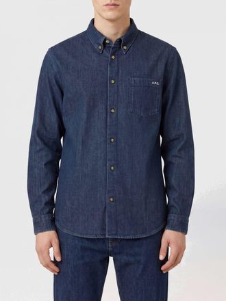 A.P.C. A. P.C. Chemise slim fit en denim de coton avec col boutonn&eacute;