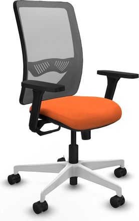 Piqueras y Crespo B&uuml;rostuhl aus Stoff, h&ouml;henverstellbar, mit Rollen Zulema mit 3D-Armen, h&ouml;henverstellbare Lendenwirbelst&uuml;tze, ausgestattet mit 3 Positionen, Grau/Orang