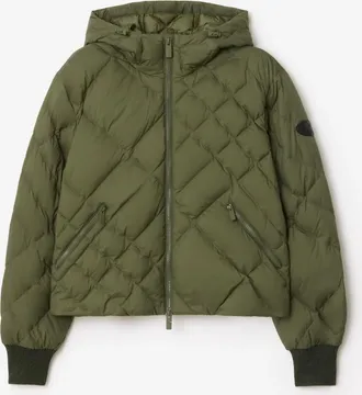 Burberry Wattierte Jacke Delley aus Nylon mit genähtem Karomuster, Size: XXL