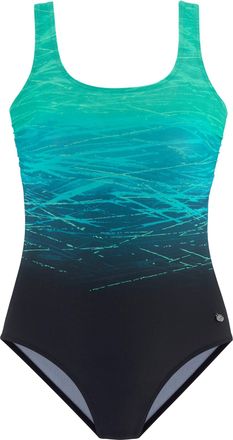 Lascana Damen Badeanzug mit Farbverlauf, gekreuzten Bändern im Rücken, Softcups, Shaping-Einsatz für eine schlanke Silhouette