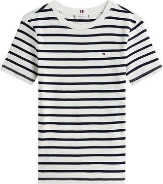 Tommy Hilfiger Femme, Tops, Blanc, Taille: 36 FR Slim Cody C-Nk T-Shirt