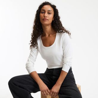 La Redoute Collections T-shirt Col Rond Manches Longues