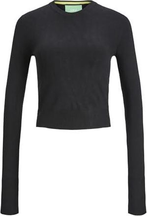 Jack & Jones Jack & Jones Jxvalentina Ls Soft Cropped CN Knit Pull pour Femme, Noir, L