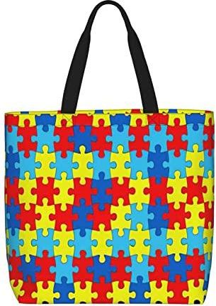Generic Sac Fourre-Tout Puzzle De Couleurs Pour Les Personnes Atteintes De Troubles Autistiques Sac De Shopping Personnaliser Avec Poign&eacute;es Sacs En Toile Pour
