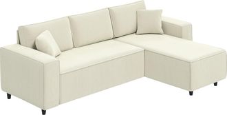 HOMCOM Ecksofa 3-Sitzer Sofa in L-Form Eckcouch mit Umkehrbarer Chaiselongue 2 Kissen Federpolster, Polsterecke aus Cordstoff Wohnlandschaft f&uuml;r Wohnzimmer S