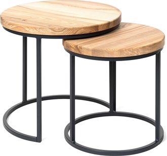 Lamofootwear Manufaktur Couchtisch rund 2er Set - Beistelltisch Holz - Wohnzimmertisch rund, Kaffeetisch, Sofatisch modern, Holztisch f&uuml;r Wohnzimmer, Schlafzimmer-