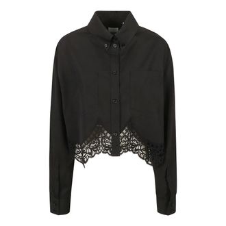 Burberry Femme, Blouses et Chemises, Noir, Taille: 34 FR Macram&eacute; Cotton Cropped Shirt