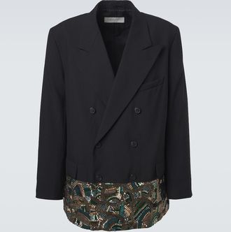 Dries Van Noten Blazer crois&eacute; en laine &agrave; ornement