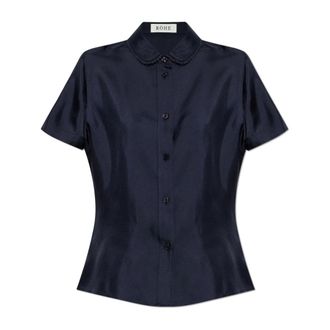 R&oacute;he Femme, Blouses et Chemises, Bleu, Taille: 38 FR Chemise &agrave; Manches Courtes en Soie