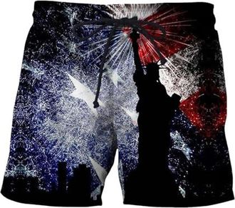 Generic Short de bain pour homme - Motif paysage d&eacute;t&eacute; - Drapeau national - Impression num&eacute;rique avec taille &eacute;lastique - Style d&eacute;contract&eacute; - Tendance - Short d