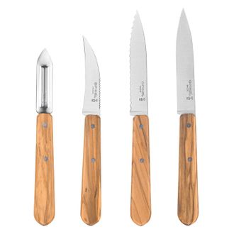 Opinel Opinel 254458 Essentials K&uuml;chenmesser Set-4 teilig-rostfreier Sandvik Stahl-Olivenholz Griffe, Mehrfarbig