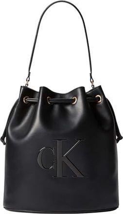 Calvin Klein Bold CK Large Bucket Bag Lv04f3232g, Sac Seau Femme, Black (Black), Taille Unique