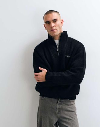 Pegador Pegador gilmonde strukturierter Strickpullover mit Viertelrei&szlig;verschluss in Schwarz