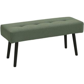 HOMCOM Bout de lit - HOMCOM - rembourr&eacute; - en velours c&ocirc;tel&eacute; et pieds en acier noir - charge 220 Kg - 100 x 36 x 45 cm - vert