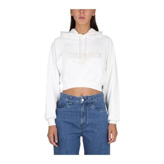 Sunnei Sunnei, Femme, Sweatshirts et sweats &agrave; capuche, Blanc, Taille: 42 FR Cropped Logo Sweat &agrave; capuche