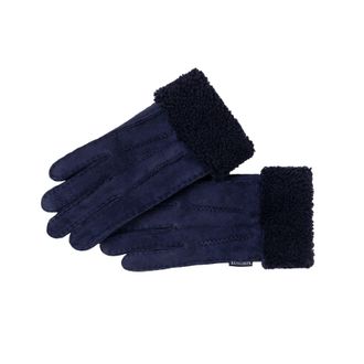 Nørdvek Damen Handschuhe aus Lammfell, mit umklappbarer Manschette, Veloursleder, Nr. 301 100, Marineblau, M/L