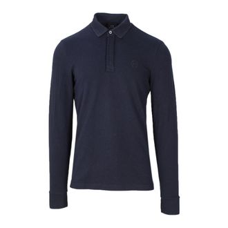 A|X Armani Exchange Klassisches Navy Langarm-Poloshirt - - Tops - Herren - Blau - 2XL