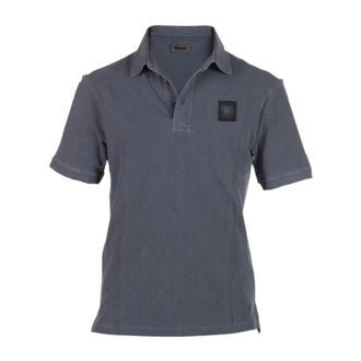 Blauer Graues Baumwoll-Piqu&eacute;-Poloshirt Logo - - Tops - Herren - Grau - S