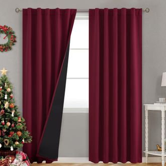 BGment Vollst&auml;ndige Verdunkelungsvorh&auml;nge mit W&auml;rmeisolierungsfutter, Vorh&auml;nge, 213 cm lang, Stangentasche und R&uuml;ckseite, doppellagig, Raumverdunkelung, 2 Pa