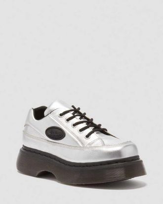 Dr. Martens Buzz 5-&Ouml;sen Metalic Leder Schuhe in Grau, Gr&ouml;&szlig;e: 39