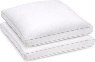 Bleu Calin Lot de 2 Oreillers Sensation Duvet Premium - Confort Souple &agrave; Ferme - Double Passepoil - 65x65cm