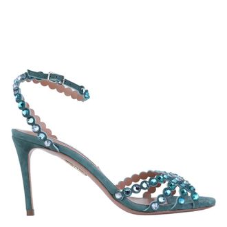 Aquazzura Sandalen - High-Heeled Sandals With Scalloped Straps - Gr. 38,5 (EU) - in Grau - f&uuml;r Damen