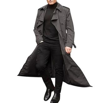 Generic Manteau dhiver à double boutonnage pour homme - Trench chaud pour lautomne et lhiver - Manteau classique lourd - Manteau académique britannique pour a