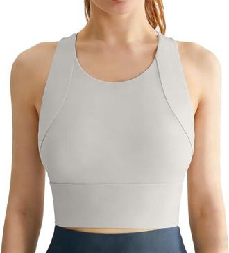 Generic Soutien-gorge de sport dos nageur : bretelles larges, tr&egrave;s &eacute;lastique, absorbant, soutien-gorge dos nu yoga bustier femme, Blanc., XXL