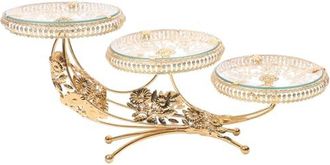 Hemoton Pr&eacute;sentoir Fruits en Verre Cristallin 21.26X10.63X7.48 Pouces Plateau Dor&eacute; &Eacute;l&eacute;gant pour Fruits Bonbons G&acirc;teaux Cuisine R&eacute;ceptions F&ecirc;tes